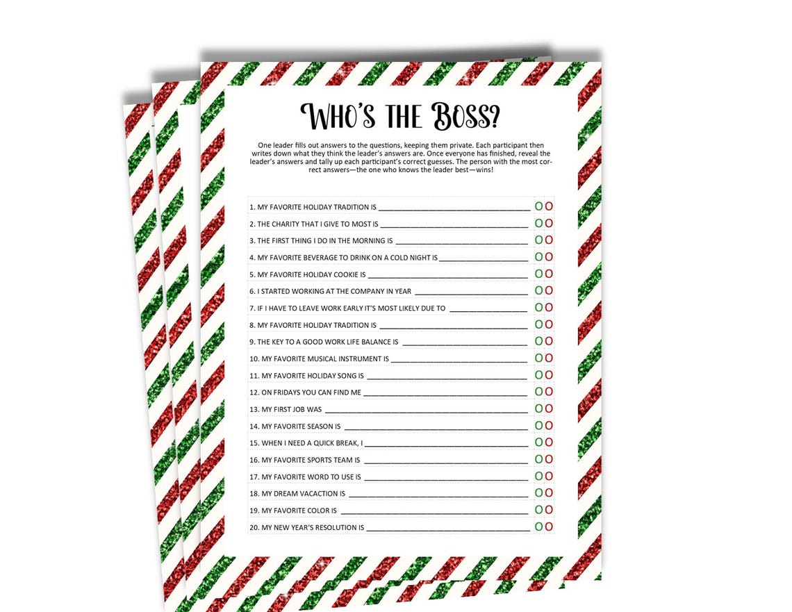 Who Knows the Boss Best? – Printable Office Holiday Team Building Game ...