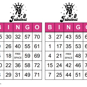 Celebrate 70 With These Birthday Bingo Cards - 1000 Printable Pack - Etsy