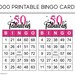 50 & Fabulous Bingo for Your Birthday Party 1000 Printable - Etsy