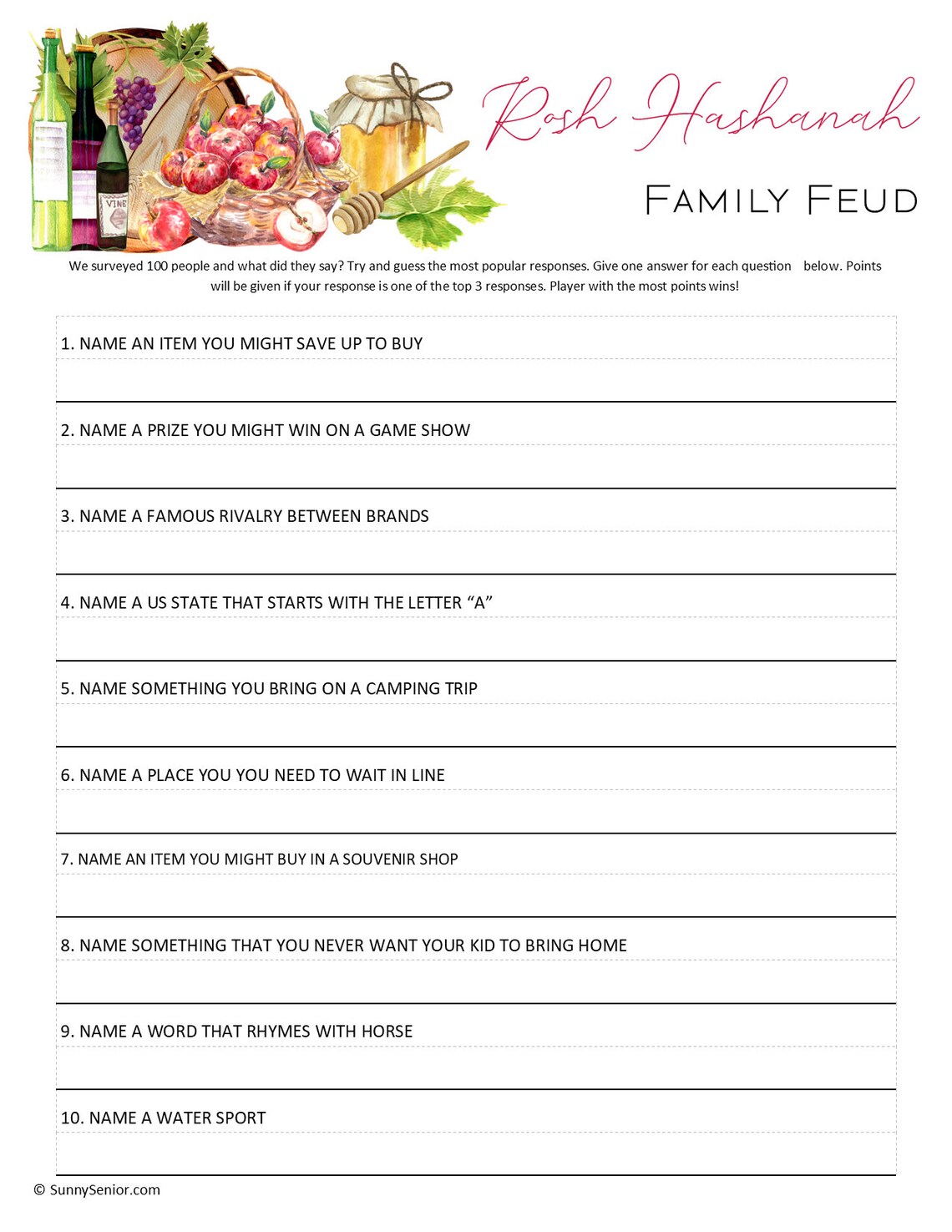 Rosh Hashanah Revelry: Printable Party Games Pack - Etsy