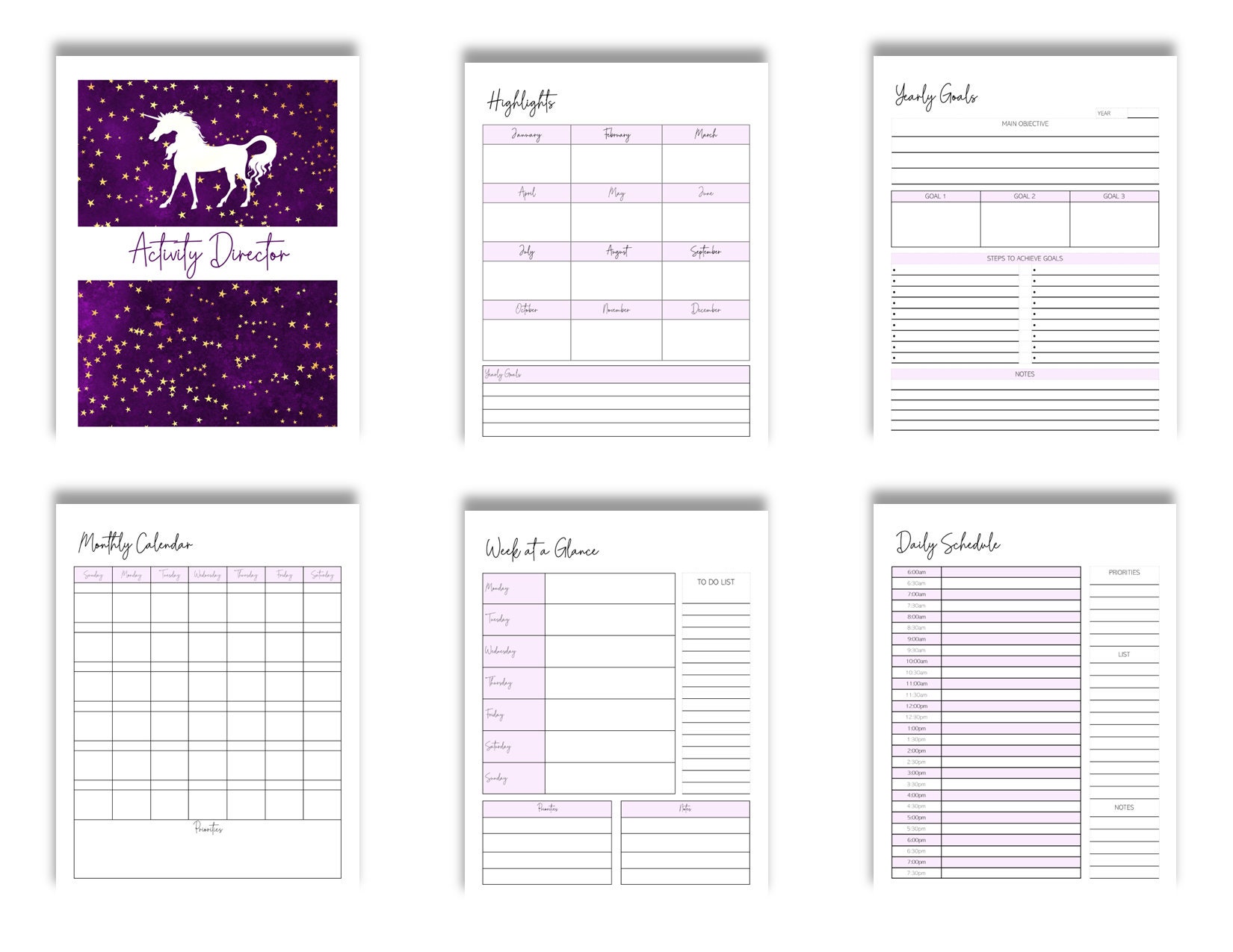 Senior Living Activities Planner: Keep Organized Unicorn Activity ...
