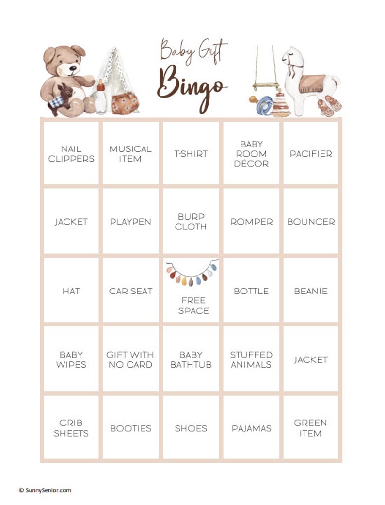 Baby Gift Bingo Teddy Bear Printable Baby Shower Gift Bingo - Etsy