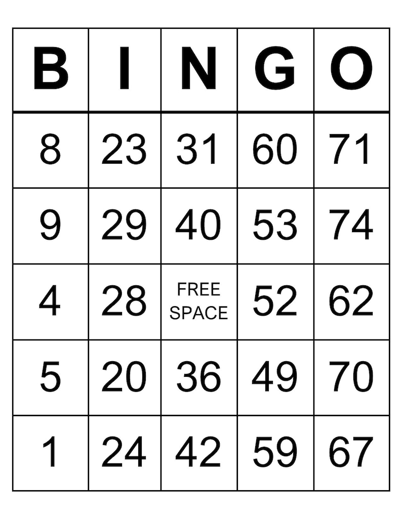 500 Jumbo Printable Bingo Cards – Instant PDF Download for Endless Fun ...