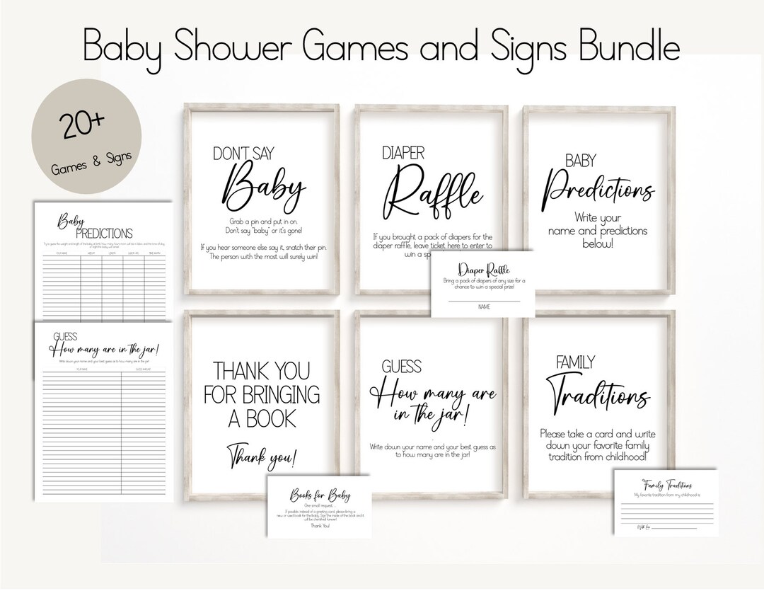 Baby Shower Games and Signs Fun and Easy Entertainment for - Etsy