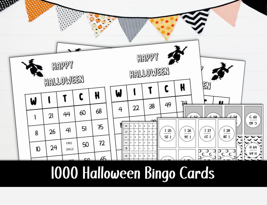 Halloween Party Printable Bingo Cards - Set of 1000 - Etsy