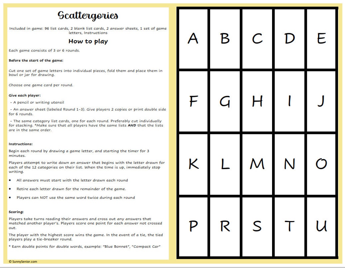 Scattergories Printable Game for Kids: Build Vocabulary and Have Fun ...