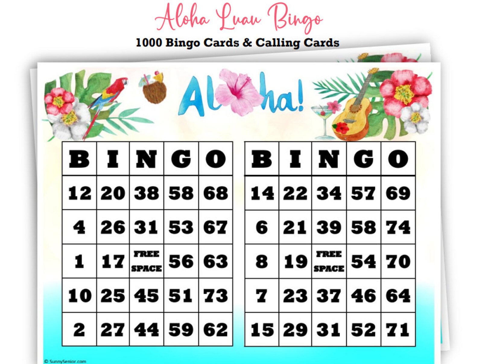 Aloha Party Printable Bingo Cards - Set of 1000 - Etsy