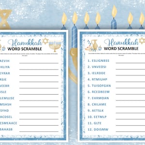 Hanukkah Games Word Scramble, Printable Chanukah Games for Kids, Adults ...