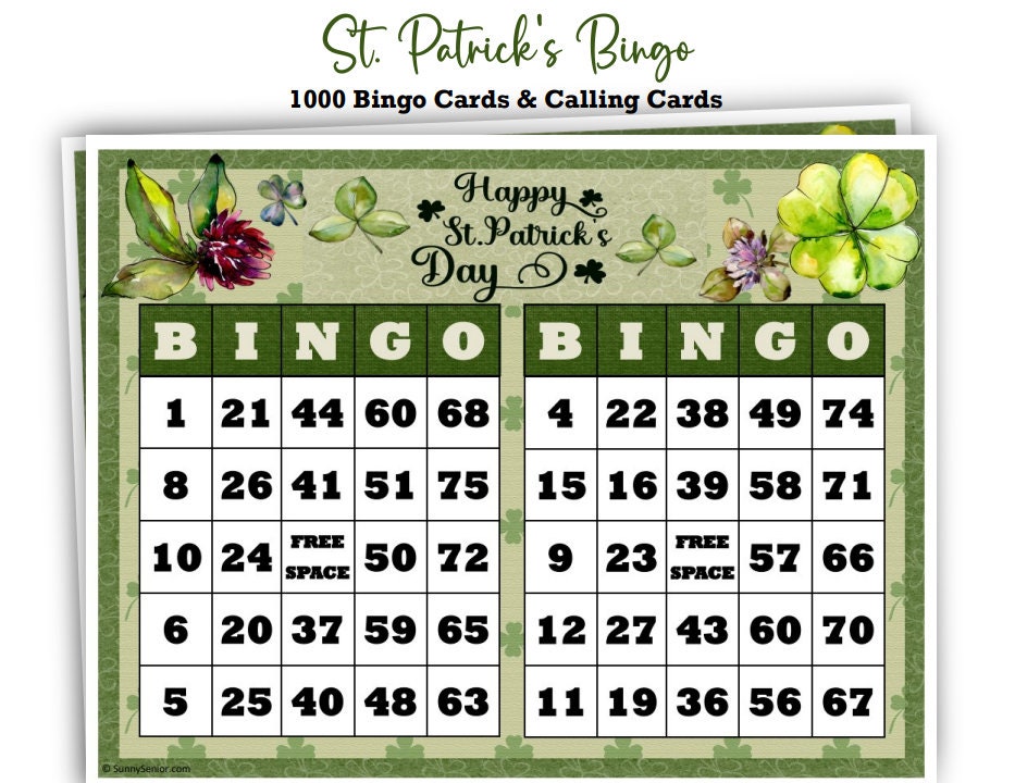 1000 St. Patrick's Day Bingo Cards, Printable, PDF St. Paddy's Day ...