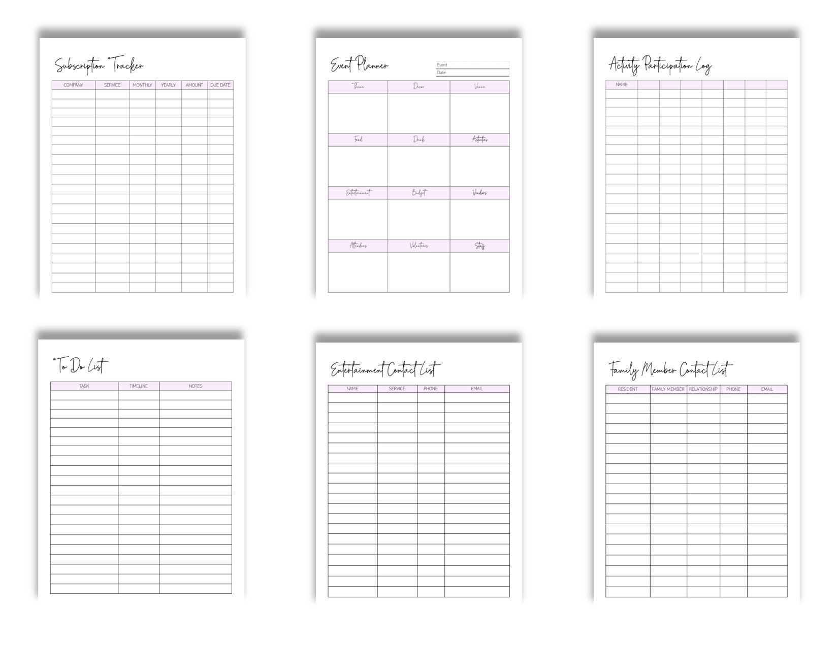 Senior Living Activities Planner: Keep Organized Unicorn Activity ...