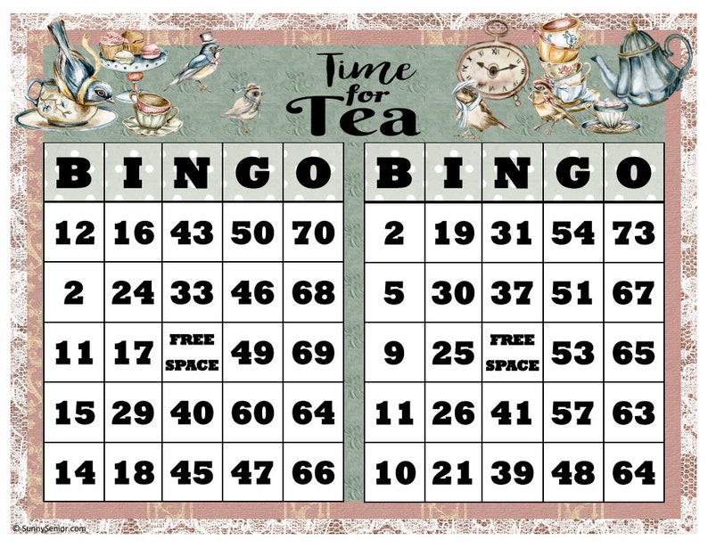 Tea Party Bingo Card Pack - 1000 Printable Card - Etsy