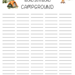 Camping Adventure Word Games: Printable Fun for Outdoor Enthusiasts - Etsy