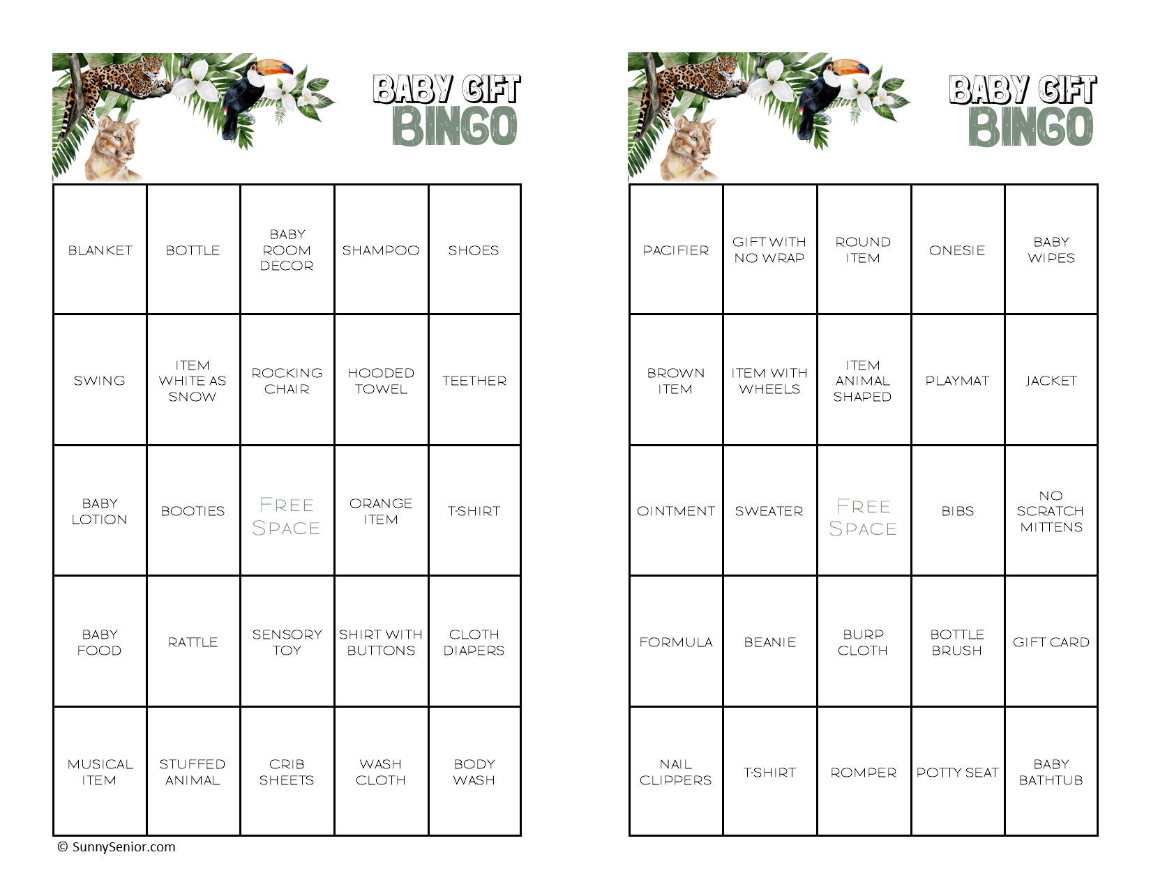 Jungle Baby Shower Gift Bingo: the Perfect Addition to Your Baby Shower ...