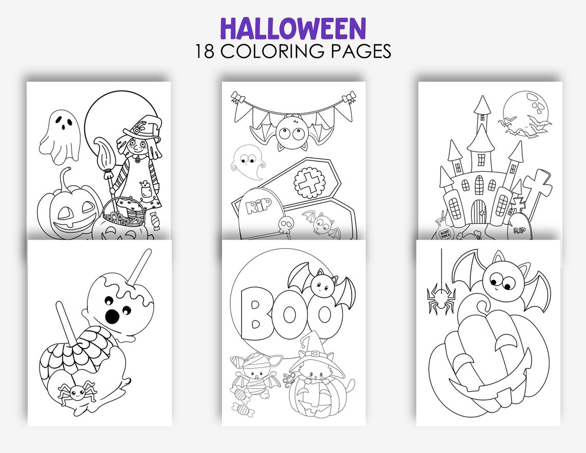 Spooky Halloween Coloring Pages - Printable Fun for All Ages! - Etsy