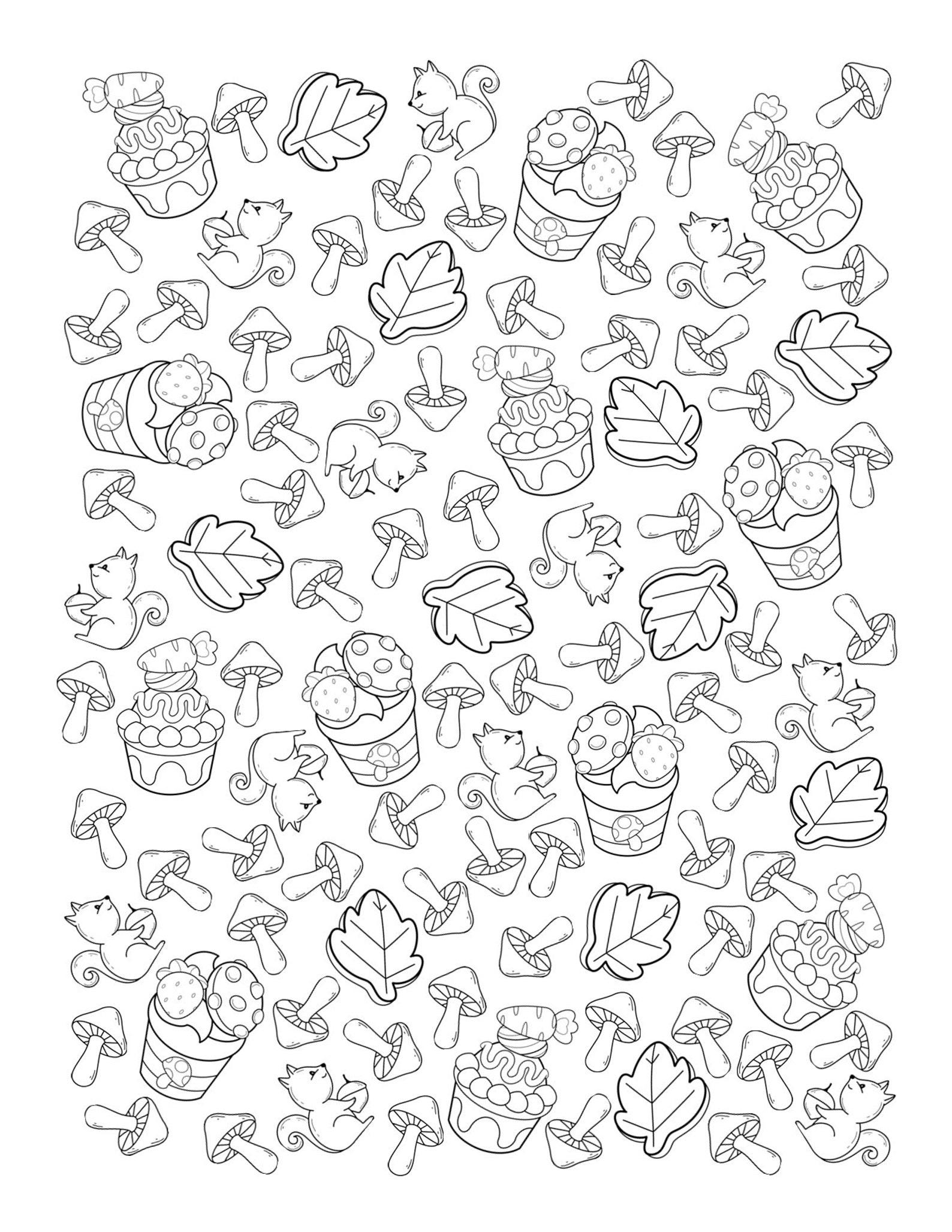 Autumn Doodles Coloring Pages - Whimsical Fall Delights! - Etsy