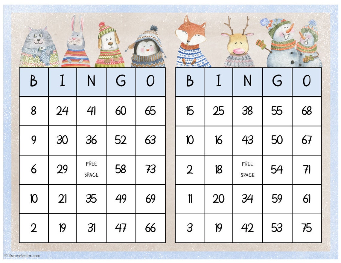 1000 Winter Bingo Cards Printable for Kids Winter Wonderland Party Game ...