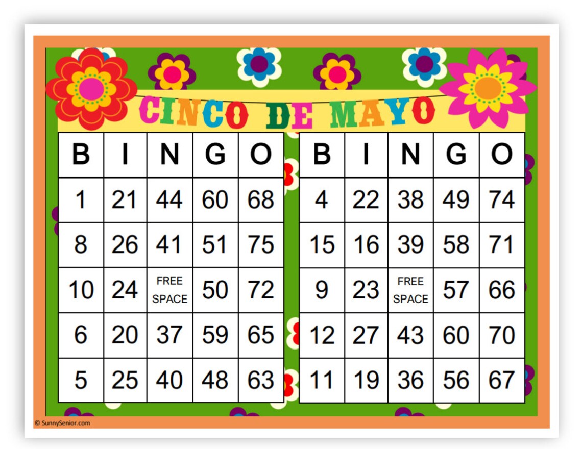 Cinco De Mayo Bingo Card Pack 1000 Festive Printable Cards - Etsy