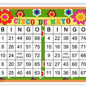 Cinco De Mayo Bingo Card Pack - 1000 Festive Printable Cards - Etsy