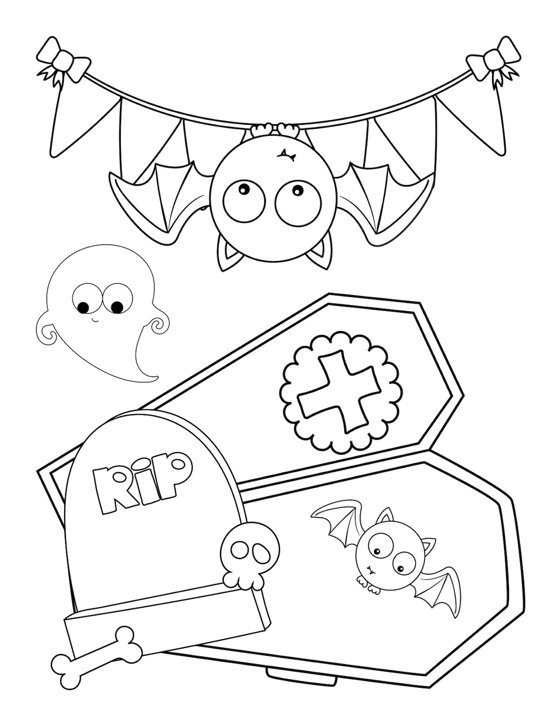 Spooky Halloween Coloring Pages Printable Fun for All Ages - Etsy