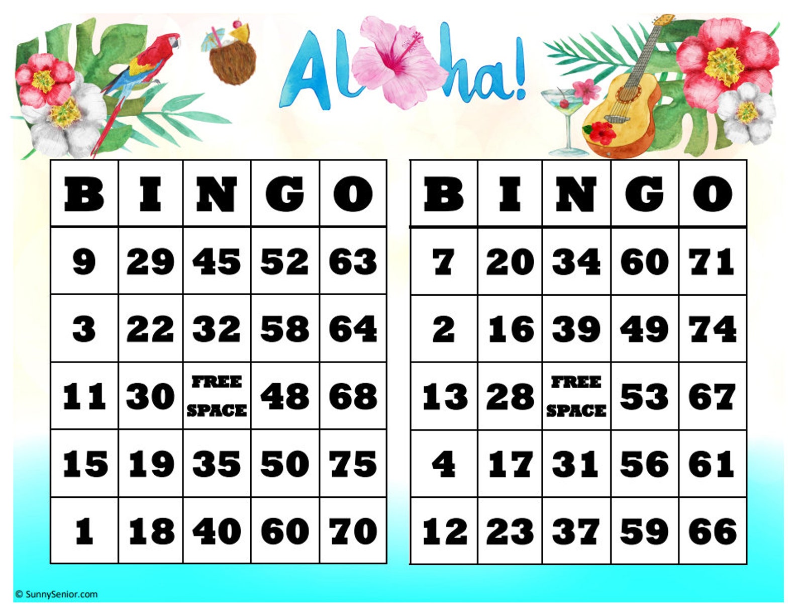 Aloha Party Printable Bingo Cards - Set of 1000 - Etsy
