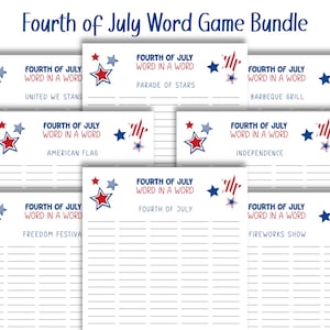4th of July Word Game Sheets: Printable Fun for Independence Day ...