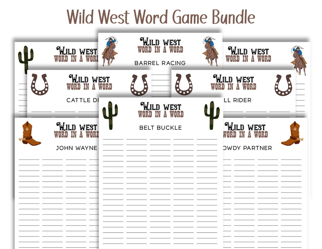 Wild West Word-in-a-word Party Games Collection - Etsy