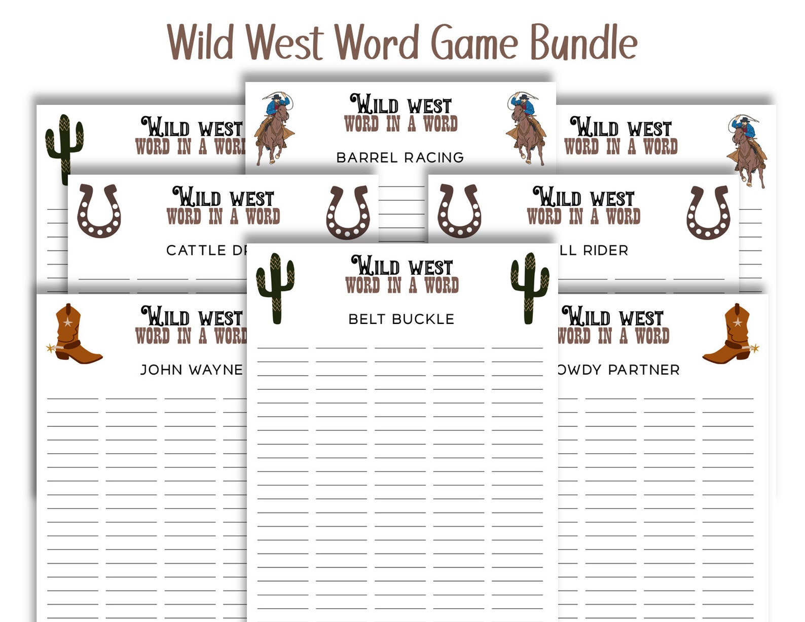 Wild West Word-in-a-word Party Games Collection - Etsy