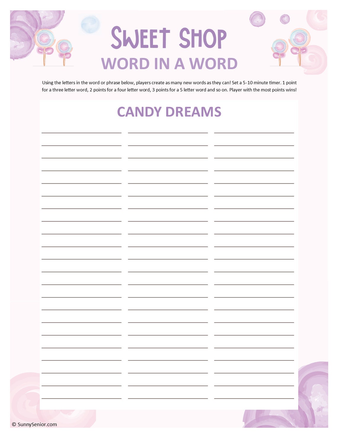 Sweet Treat Delights: Printable Candy Themed Party Game Bundle - Etsy