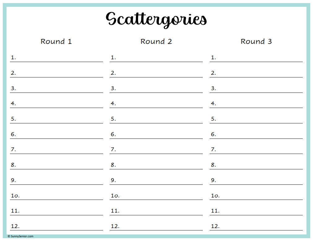 Scattergories Printable Game for Seniors: Classic Word Game (instant ...