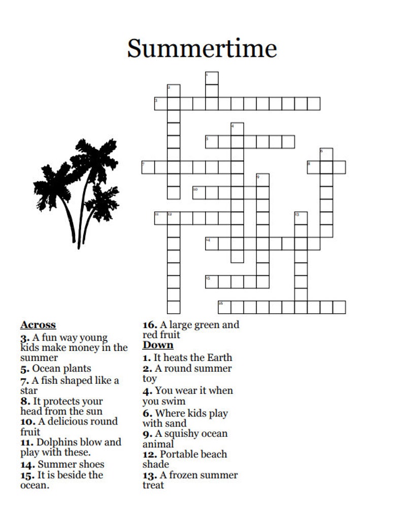 June Crossword Puzzles for Dementia: Printable Brain Exercise for ...