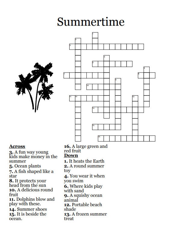 June Crossword Puzzles for Dementia: Printable Brain Exercise for ...