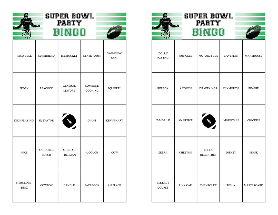 Super Bowl Party Bingo - Printable Game for Unforgettable Ad-watching ...