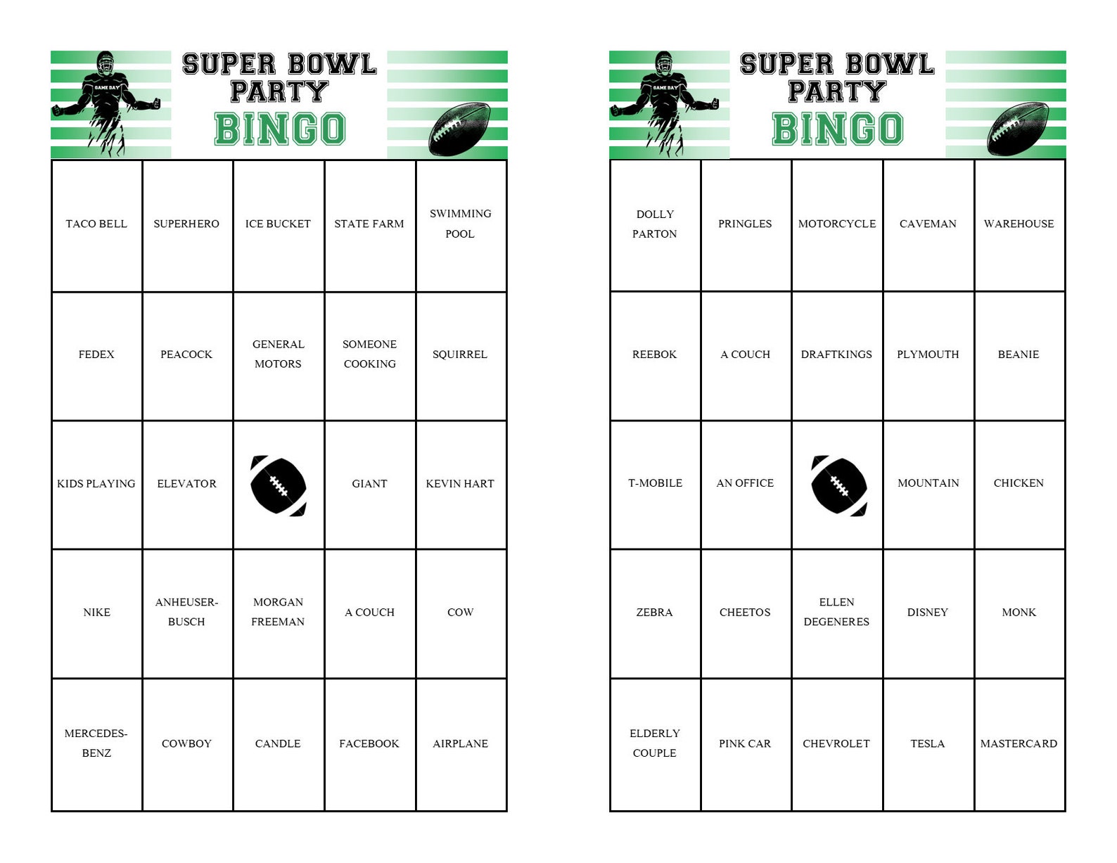 Super Bowl Party Bingo - Printable Game for Unforgettable Ad-watching ...