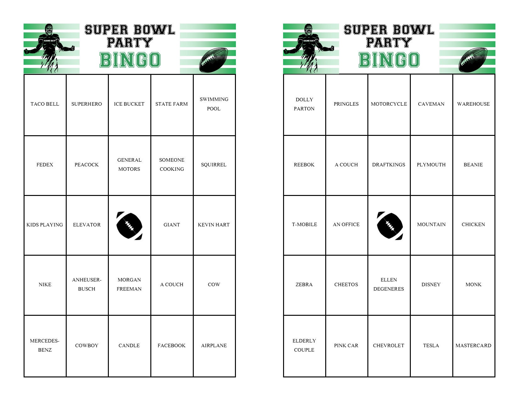 Super Bowl Party Bingo - Printable Game for Unforgettable Ad-watching ...
