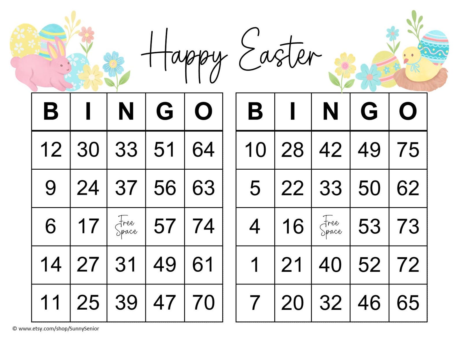 1000 Printable Easter Bingo Cards - Fun Holiday Game for Kids, Families ...