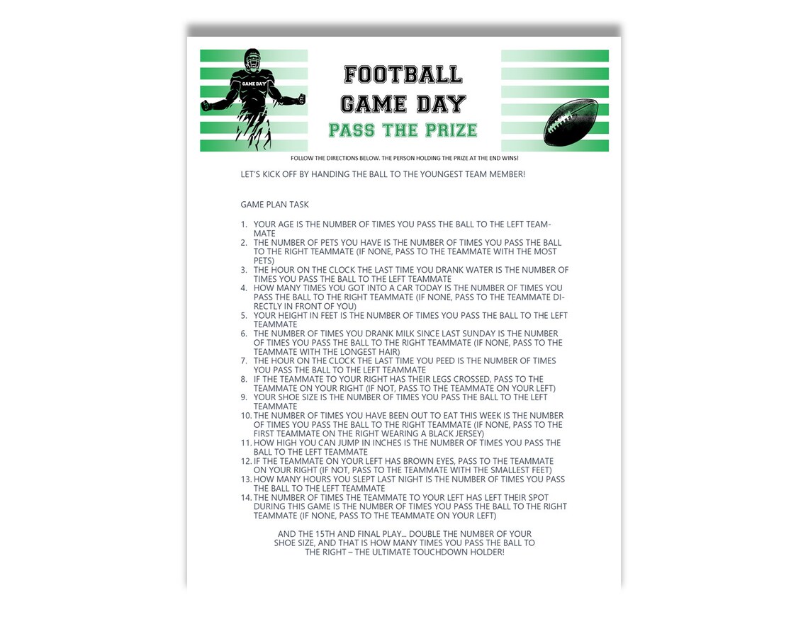 Get the Party Started With Our Printable Super Bowl Pass the Prize Ice ...