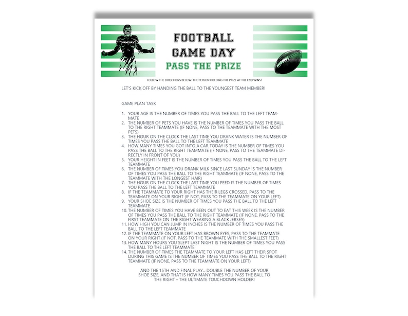 Get the Party Started With Our Printable Super Bowl Pass the Prize Ice ...