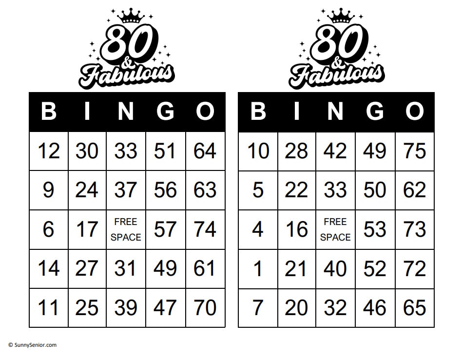 80th Birthday Printable Bingo Cards - Set of 1000 - Etsy