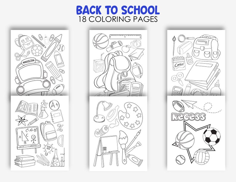 Back to School Fun: Printable Coloring Pages for Kids! - Etsy