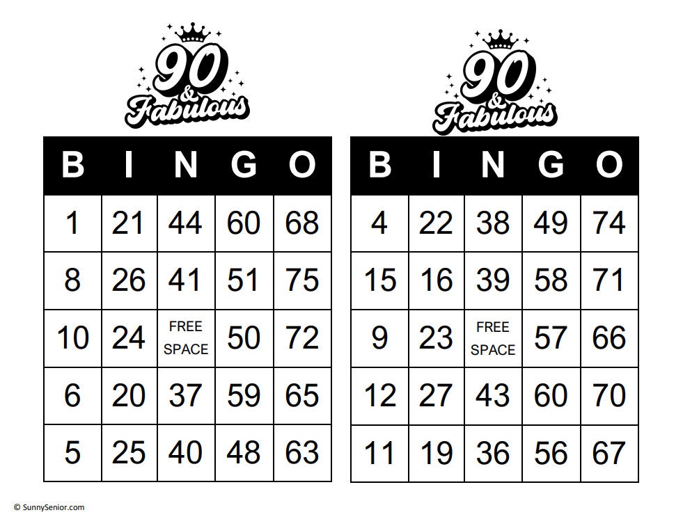 90 & Fabulous Printable Bingo Cards Set of 1000 - Etsy
