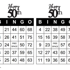 Happy 50th Birthday Printable Bingo Cards - Set of 1000 - Etsy