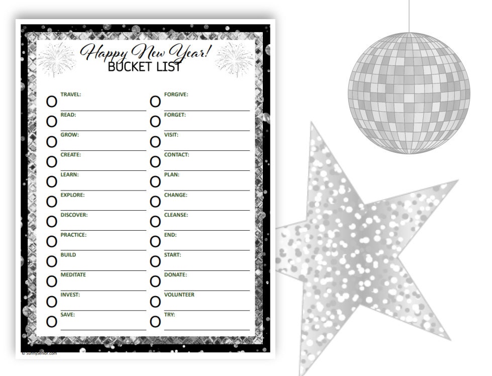 Printable New Year's Bucket List: Inspire to Set Goals and Aspirations ...