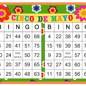 Cinco De Mayo Bingo Card Pack - 1000 Festive Printable Cards - Etsy