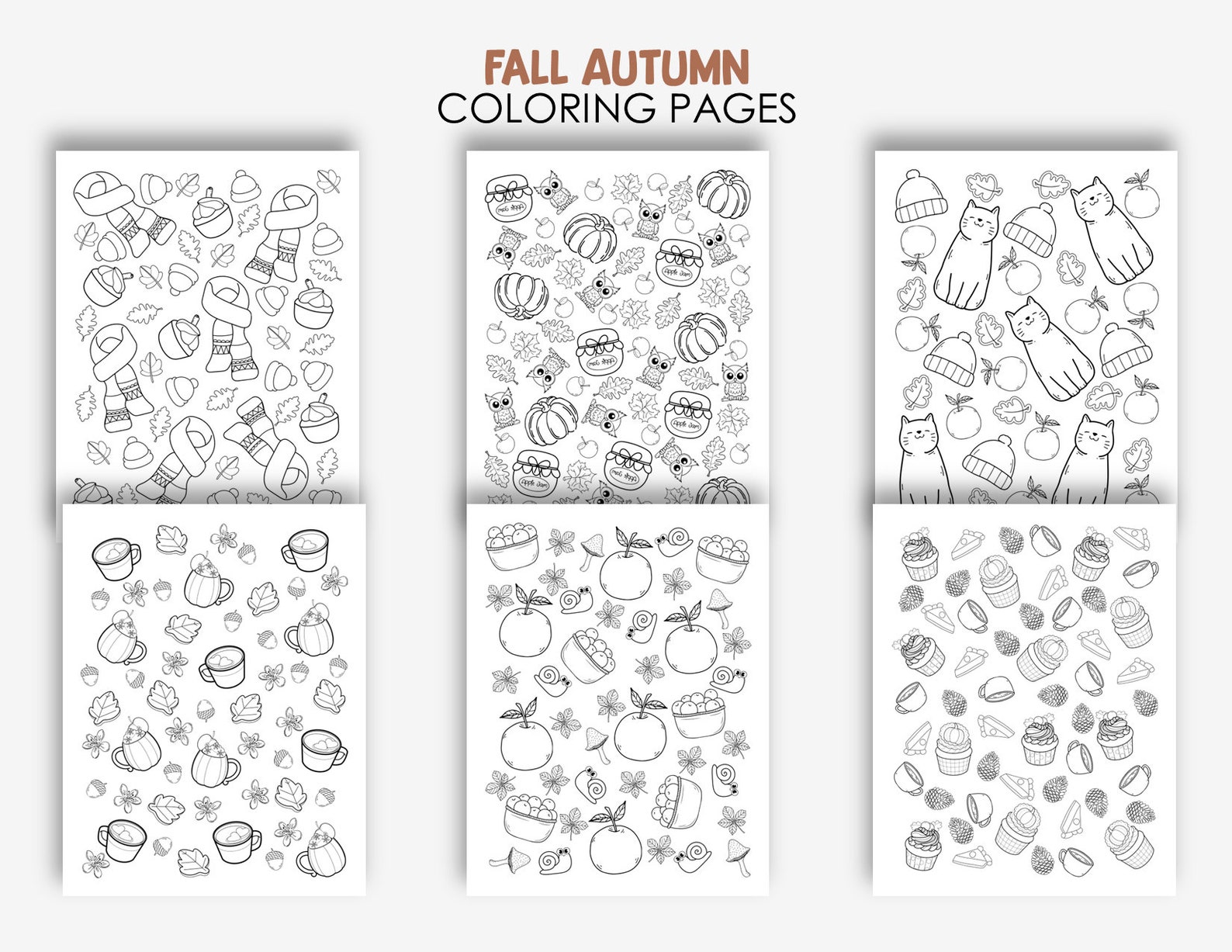 Autumn Doodles Coloring Pages - Whimsical Fall Delights! - Etsy