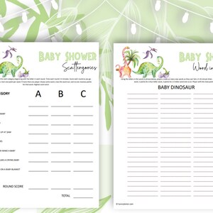 Dinosaur Baby Shower Games Printable Babyshower Games - Etsy