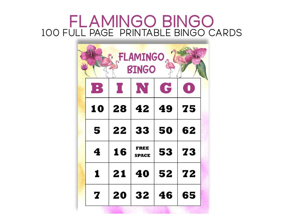 100 Flamingo Bingo Cards: Printable Tropical Game (PDF) - Etsy UK