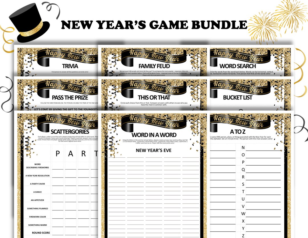Countdown to Fun With Our Printable New Year's Eve Party Games! - Etsy