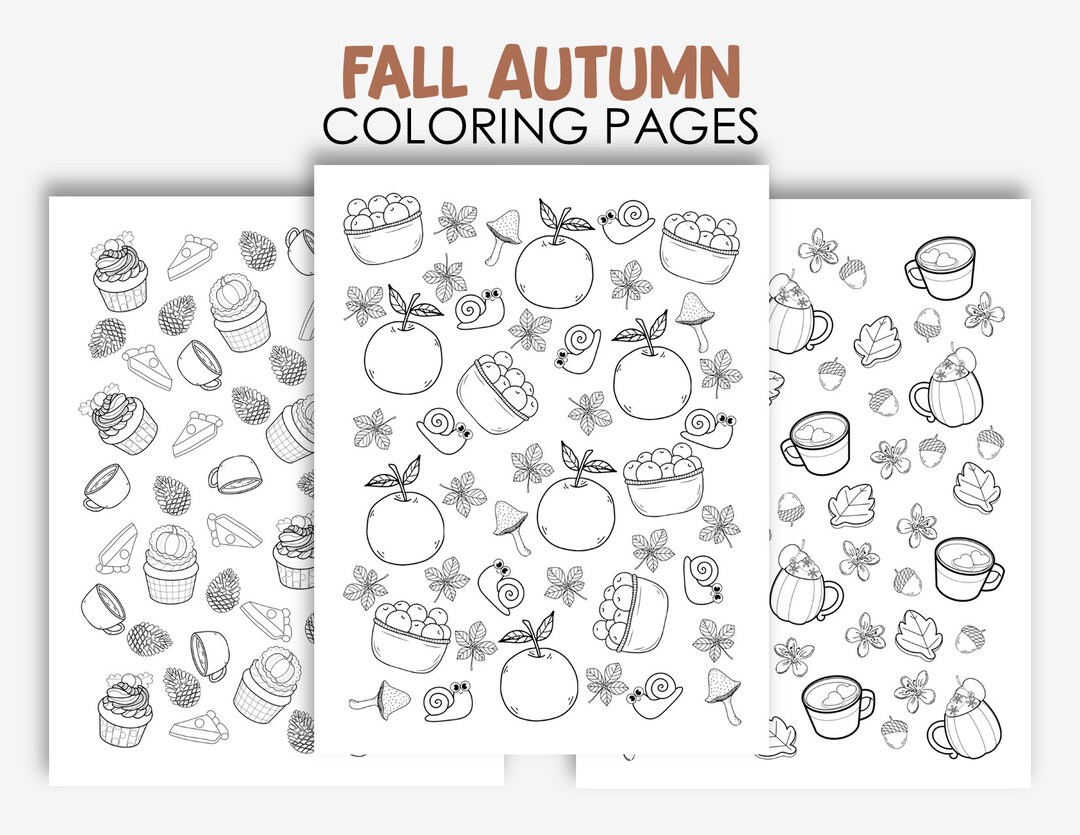 Autumn Doodles Coloring Pages - Whimsical Fall Delights! - Etsy