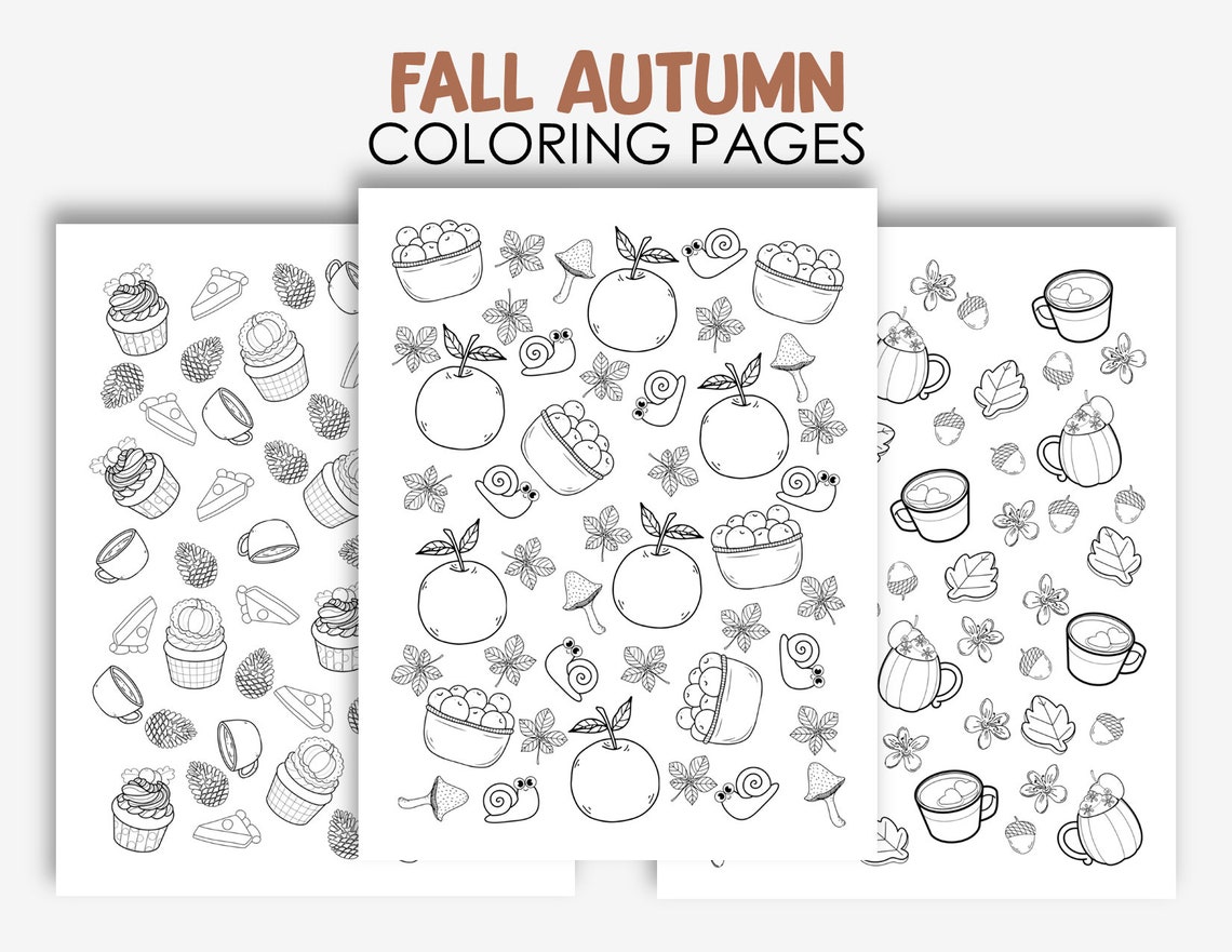 Autumn Doodles Coloring Pages - Whimsical Fall Delights! - Etsy