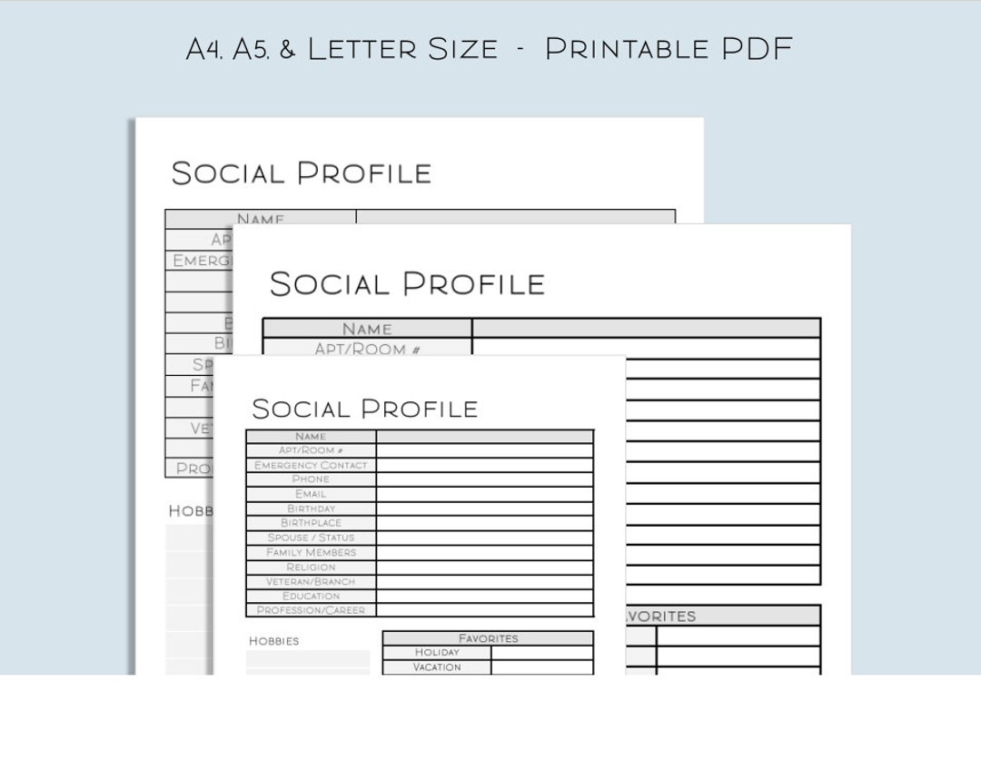 Before Demenria Printable Social Profile for Senior Living Engagement ...